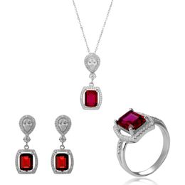 Orphelia 'Enora' Damen 925 Sterling Silber Set: Halskette + Ohrringe + Ring - Silber SET-7426/RU