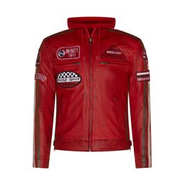 Herren Racing Bikerjacke aus Leder mit Kapuze &ndash; Detroit