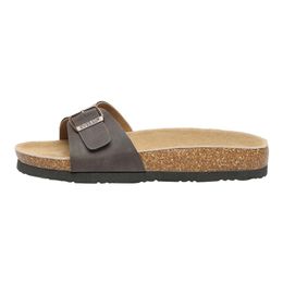 EVER AU Damen Swan Leder Easy Slip-On Sandalen - Braunes ge&ouml;ltes Leder