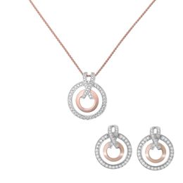 Orphelia 'Azalea' Damen 925 Sterling Silber Set: Kettenanh&auml;nger + Ohrringe - Silber/Rose SET-7095/1