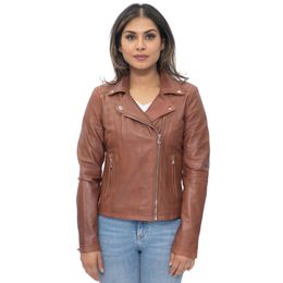 Hellbraune Damen-Bikerjacke aus Leder &ndash; Sacramento