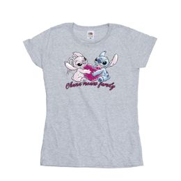 Disney - "Lilo And Stitch Ohana Heart With Angel" T-Shirt f&uuml;r Damen (Grau)