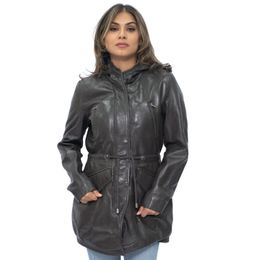 Damen-Parkajacke aus Leder mit Kapuze &ndash; Bukarest