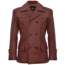 Kuhfell Dr. Who Naval German Pea Coat Lederjacke