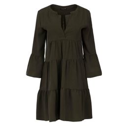 Tencel-Kleid mit gerafften N&auml;hten Khaki