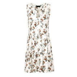 &Auml;rmelloses Ecru Floral A Line Kleid