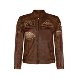 Leder-Racing-Biker-Motorradjacke mit Rei&szlig;verschluss