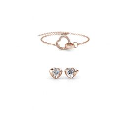 Simply Love Verschlossenes Herz Set - Rose Gold und Kristall