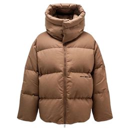 Off-White OW Race Canvas Camel Beige Puffer-Daunenjacke