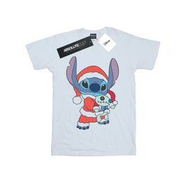 Disney Damen/Damen Lilo und Stitch Stitch Weihnachten Baumwolle Boyfriend T-Shirt (Wei&szlig;)