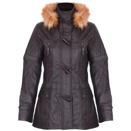 Damen-Parkajacke aus gestepptem Leder mit Kapuze &ndash; Northampton