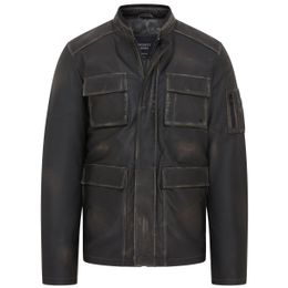 Herren Vintage Safari-Jacke aus schwarzem Leder &ndash; Fagernes
