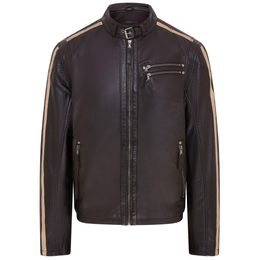 Gestreifte Cafe Racer Biker-Lederjacke f&uuml;r Herren - Alta