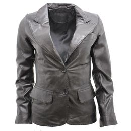 Damen-Blazerjacke aus Leder mit 2 Kn&ouml;pfen &ndash; Newport