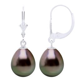 Ohrringe aus Wei&szlig;gold und echten Tahiti-Zuchtperlen, birnenf&ouml;rmig, 10&ndash;11 mm