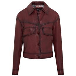 Rote Retro-Biker-Lederjacke f&uuml;r Damen &ndash; Kopervik
