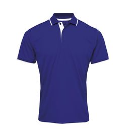 Premier Mens Contrast Coolchecker Poloshirt (Royal/Wei&szlig;)