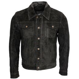 Trucker-Jeansjacke aus Ziegenwildleder