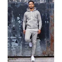 Enzo | Herren Zip Up Hoodie Trainingsanzug Set - Grau