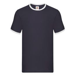 Fruit of the Loom - "Ringer" T-Shirt f&uuml;r Herren (Marineblau/Wei&szlig;)