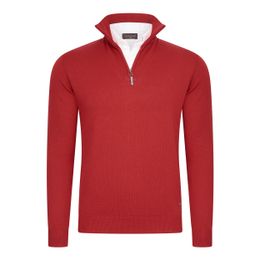 Cappuccino Italia Mock Zip Pullover f&uuml;r Herren. Der Pullover besteht aus 50% Baumwolle und 50% Polyester und hat eine normale Passform. Der Pullover hat einen Hemdkragen, der an den Pullover angen&auml;ht ist. Marke: Cappuccino ItaliaModellname: Mock Pullover (mit Hemdkragen)Kategorie: Pullover f&uuml;r HerrenMaterialien: Baumwolle, AcrylFarbe: rot, wei&szlig;