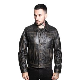 Retro-Truckerjacke aus Leder f&uuml;r Herren &ndash; Constantine