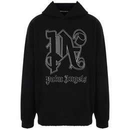 Schwarzer Kapuzenpullover mit Monogramm-Statement-Logo von Palm Angels