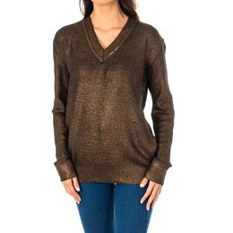 La Martina Lang&auml;rmeliger Damenpullover mit V-Ausschnitt KWS005