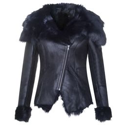 Damen Toscana Schaffell-Bikerjacke-Apopa