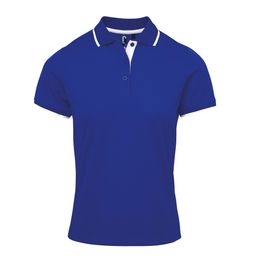 Premier Damen/Damen Kontrast-Coolchecker-Poloshirt (Royal/Wei&szlig;)