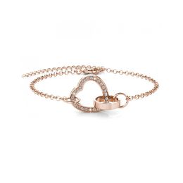Verschlossenes Herz-Armband - Rose Gold und Kristall