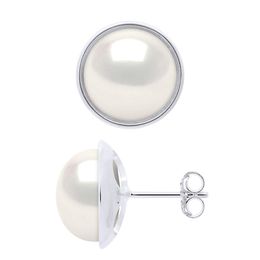 Ohrringe - Umgebung Sleek - Prestige - Wei&szlig;gold - Echte S&uuml;&szlig;wasser-Zuchtperlen Knopf 10-11 mm
