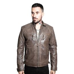 Klassische gesteppte Bikerjacke aus Leder f&uuml;r Herren-Silsden