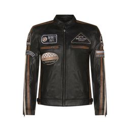 Leder-Racing-Biker-Motorradjacke mit Rei&szlig;verschluss