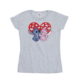 Disney - "Lilo & Stitch Hearts" T-Shirt f&uuml;r Damen (Grau)