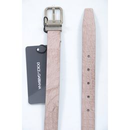 Dolce & Gabbana Dolce & Gabbana Ceinture en cuir &agrave; boucle dor&eacute;e en peau exotique beige pour homme
