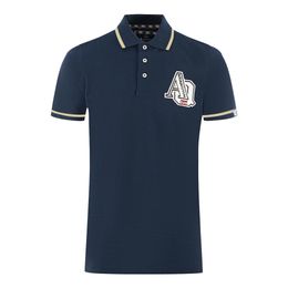 Aquascutum AQ 1851 Gesticktes Marineblaues Poloshirt mit Spitze