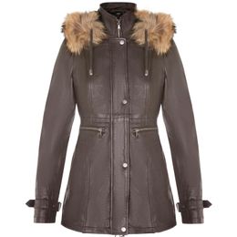 Warme Damen-Parkajacke aus Leder mit Kapuze &ndash; Northwich