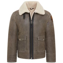 Graue Bomber-Fliegerjacke aus Lammfell f&uuml;r Herren B3 - Akutan