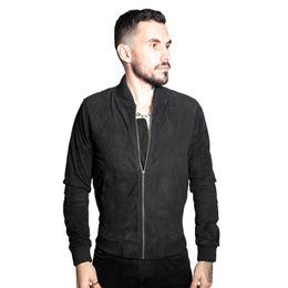 Herren-Bomberjacke aus Varsity-Leder im Retro-Stil aus Ziegenwildleder &ndash; Athen