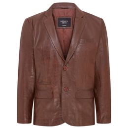 Schmal geschnittene italienische Blazerjacke aus Leder f&uuml;r Herren in Braun - Somero