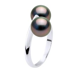 Ring You & Me &ndash; 2 echte Tahiti-Zuchtperlen rund 8&ndash;9 mm