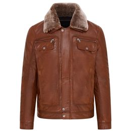 Hellbraune Trucker-Hemd-Lederjacke f&uuml;r Herren - Tornio