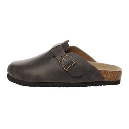 EVER AU Herren Hardhead Leder Komfort Clog Sandalen - Braunes ge&ouml;ltes Leder