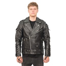 Herren-Bikerjacke aus gepr&auml;gtem Brando-Leder &ndash; Chicago