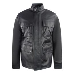 Schwarze Grant-Lederjacke von Belstaff