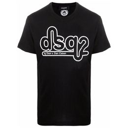 Dsquared2 Cigarette Fit Bubble DSQ2 Logo Schwarzes T-Shirt