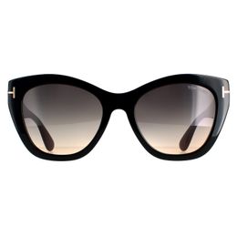 Tom Ford Cat Eye Damen gl&auml;nzend schwarz rauch grau Gradient FT0940 Cara Sonnenbrille