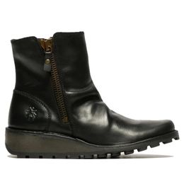 Fly London Damen MON944 Chelsea-Stiefel aus Leder mit Keilabsatz und Rei&szlig;verschluss, Schwarz