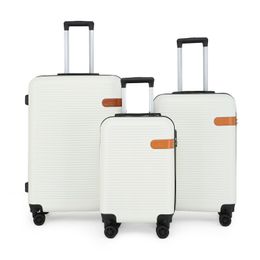 Hartschalen-Kabinenkoffer-Set in Creme, robustes ABS, leichtes Reisegep&auml;ck, Urlaubstasche